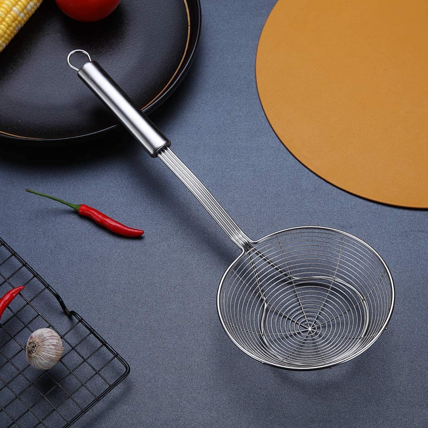 GUANGZWTLI RealNea Authentic Gold Kitchen Strainer Spider Skimmer Ideal ...