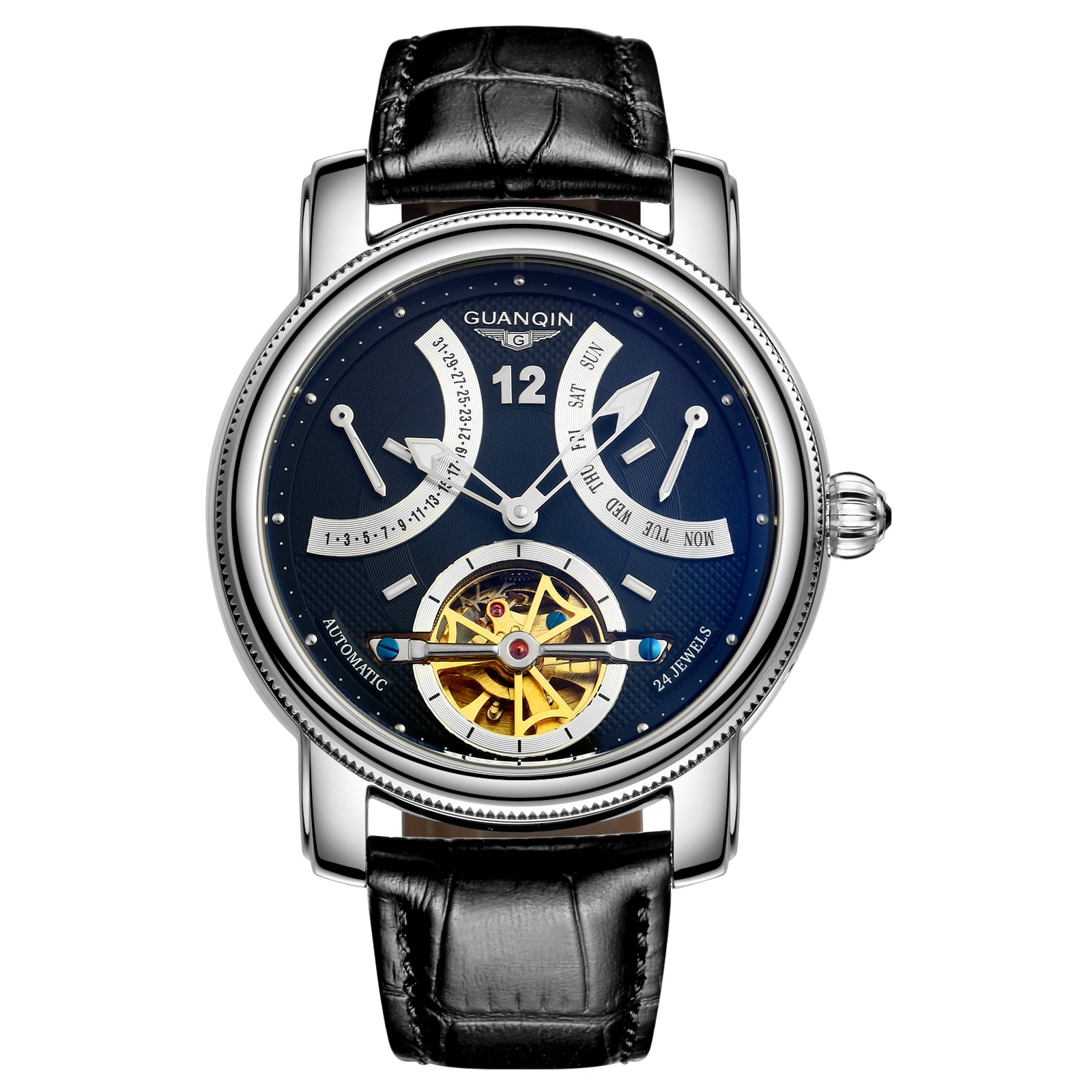 GUANQIN Analog Automatic Self-Winding Mechanical Sport Casual Vintage ...