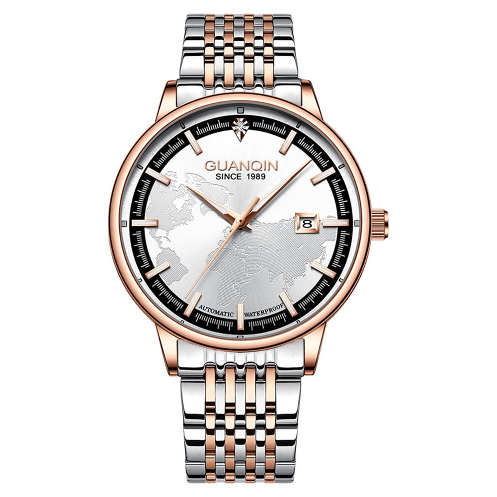 GUANQIN Brand Earth Map Dial Watch Men Sapphire Crystal Automatic Self ...