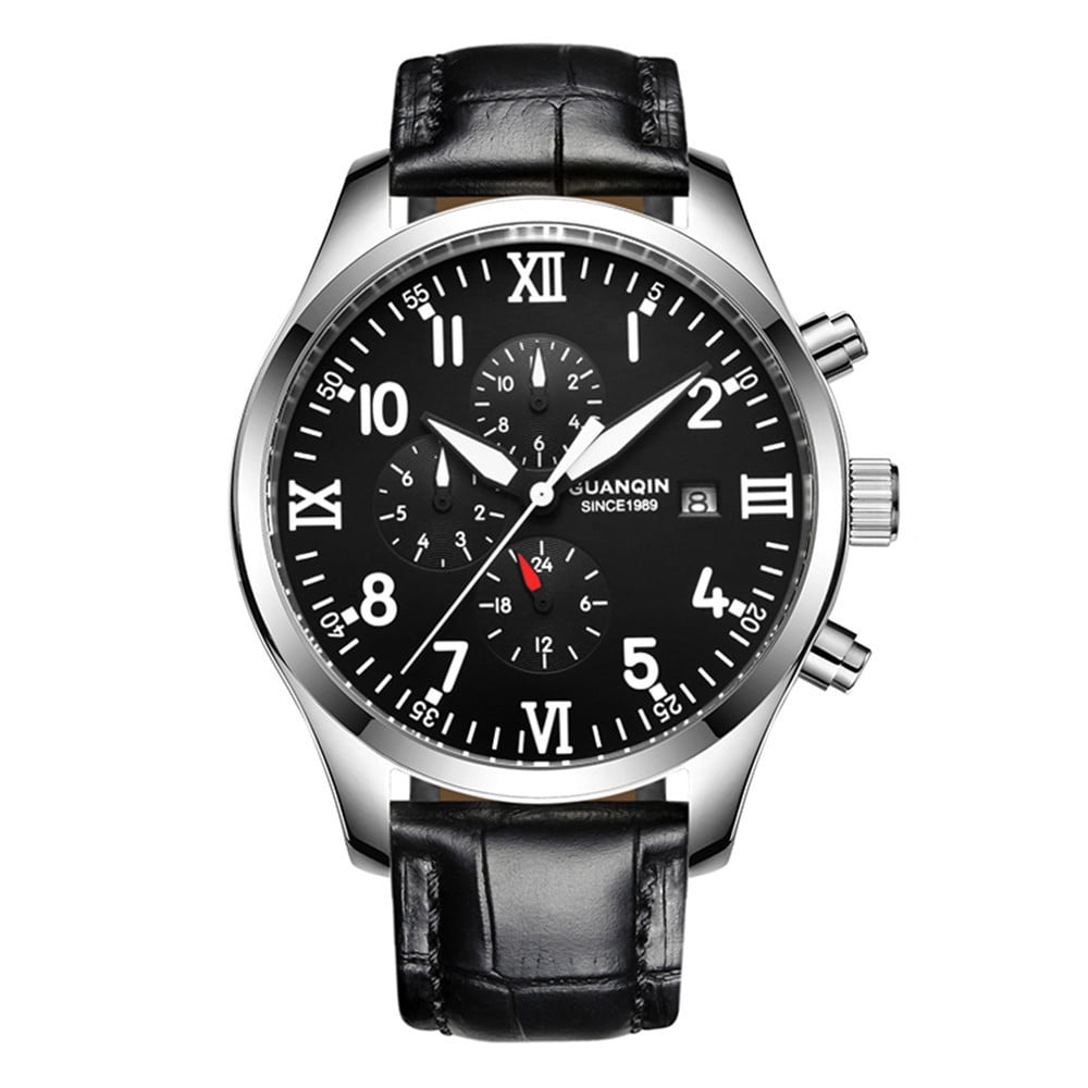 GUANQIN Men Analog Display Automatic Self-Winding Mechanical Stainless ...