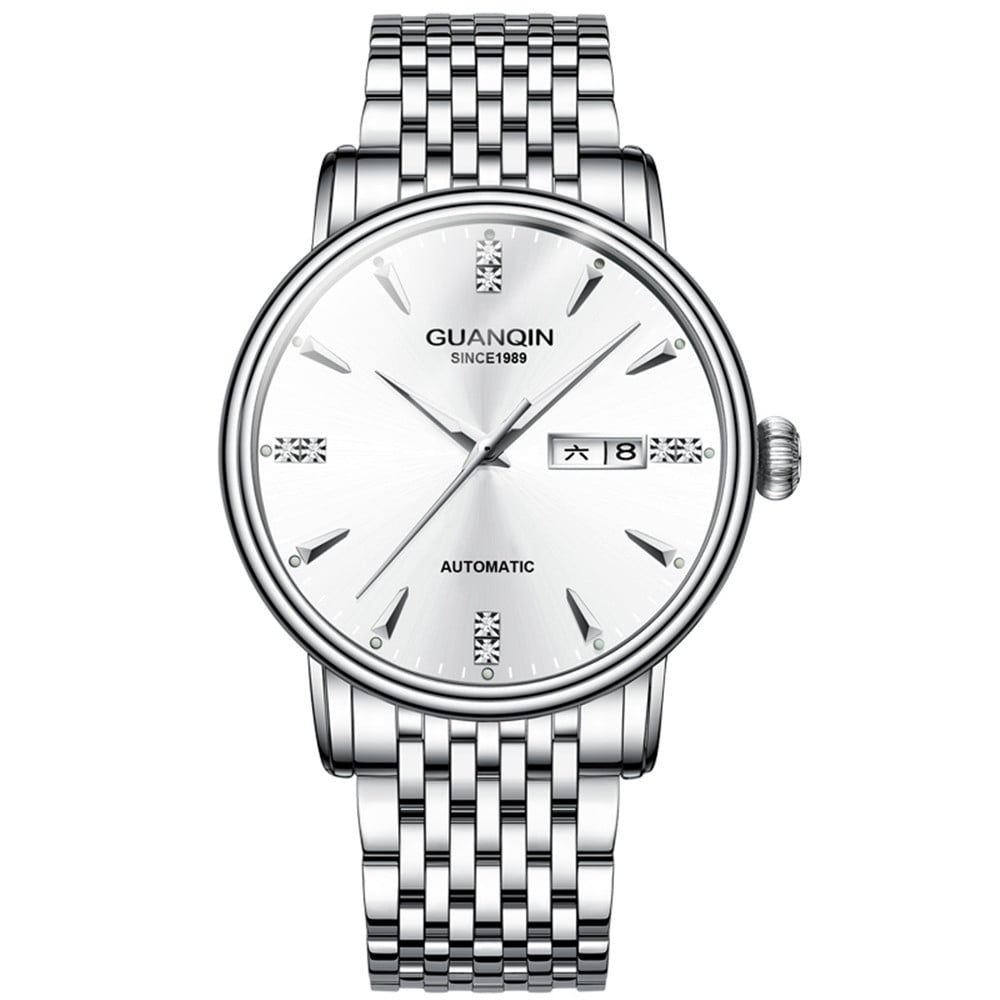 GUANQIN Men Automatic Mechanical Stainless Steel Business Rhinestones ...