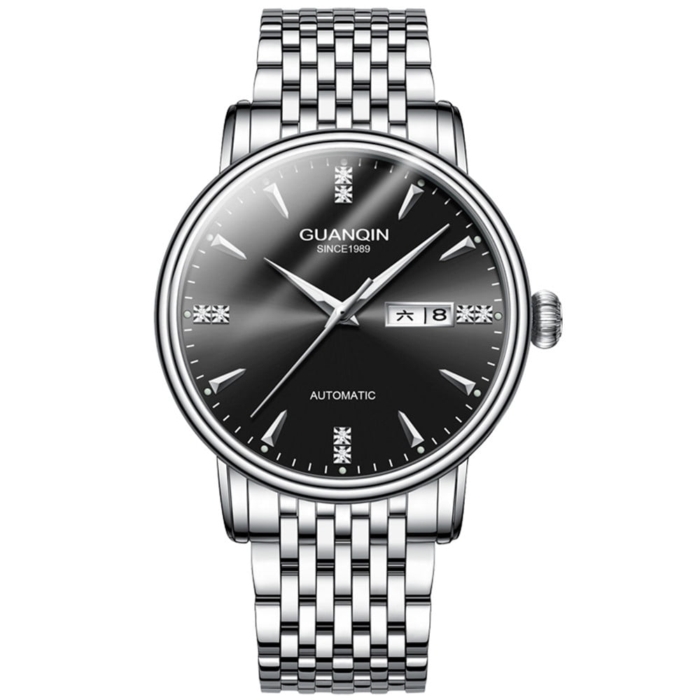 GUANQIN Men Automatic Mechanical Stainless Steel Business Rhinestones ...