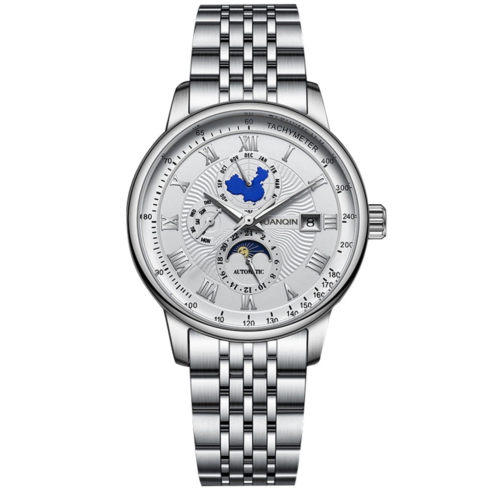 GUANQIN Men Calendar Moon Phase Multifunctional Vintage Wristwatch ...