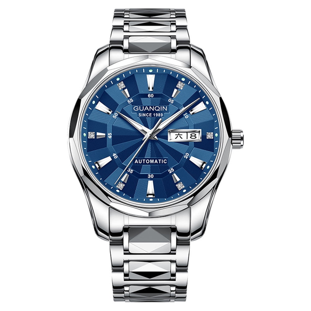 GUANQIN Men Calendar Week Rhinestone Vintage Japanese Automatic Self ...