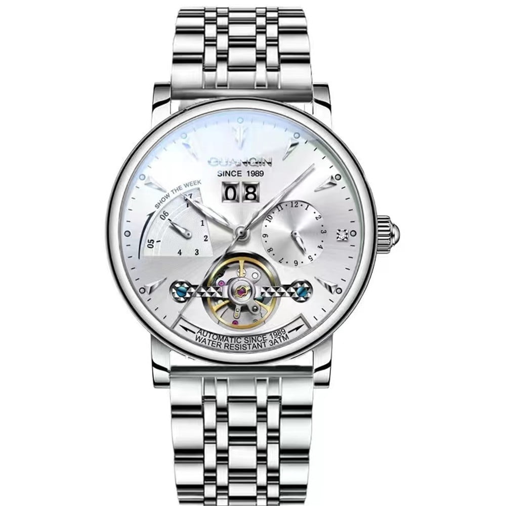 GUANQIN Men Skeleton Automatic Self-Winding Mechanical Wristwatch ...