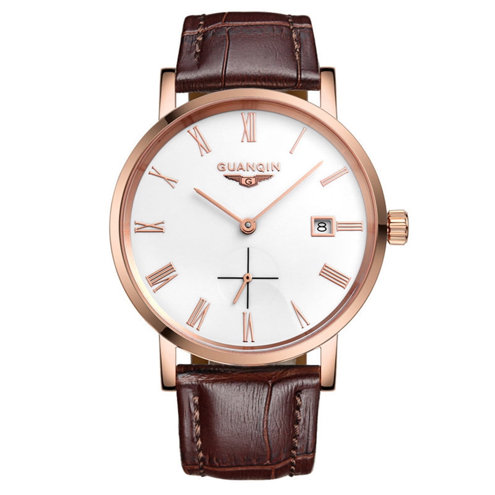 GUANQIN Men Vintage Calendar Analog Automatic Self Winding Mechanical ...