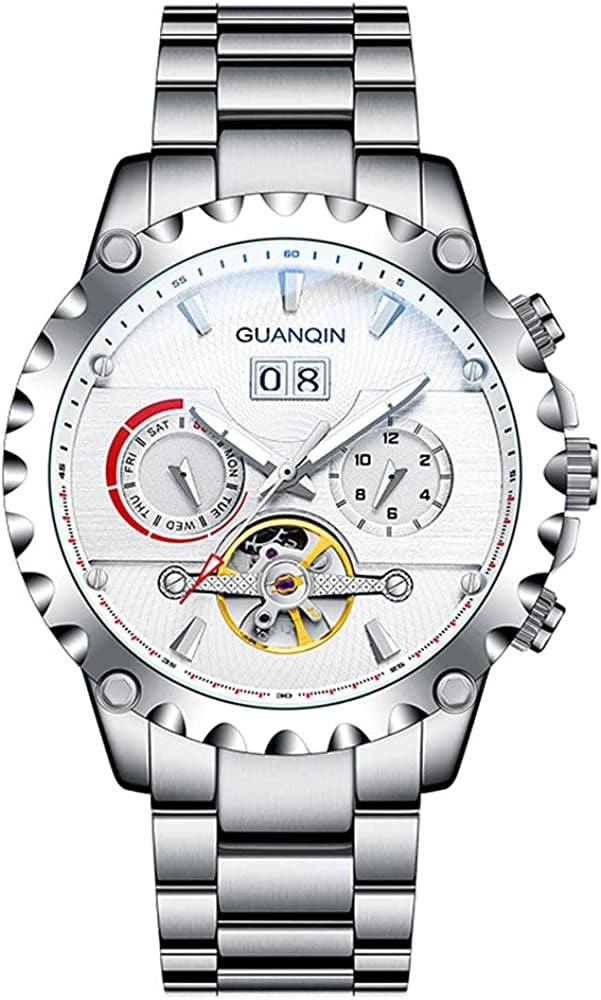 GUANQIN Skeleton Automatic Mechanical Men Wrist Watch Business ...