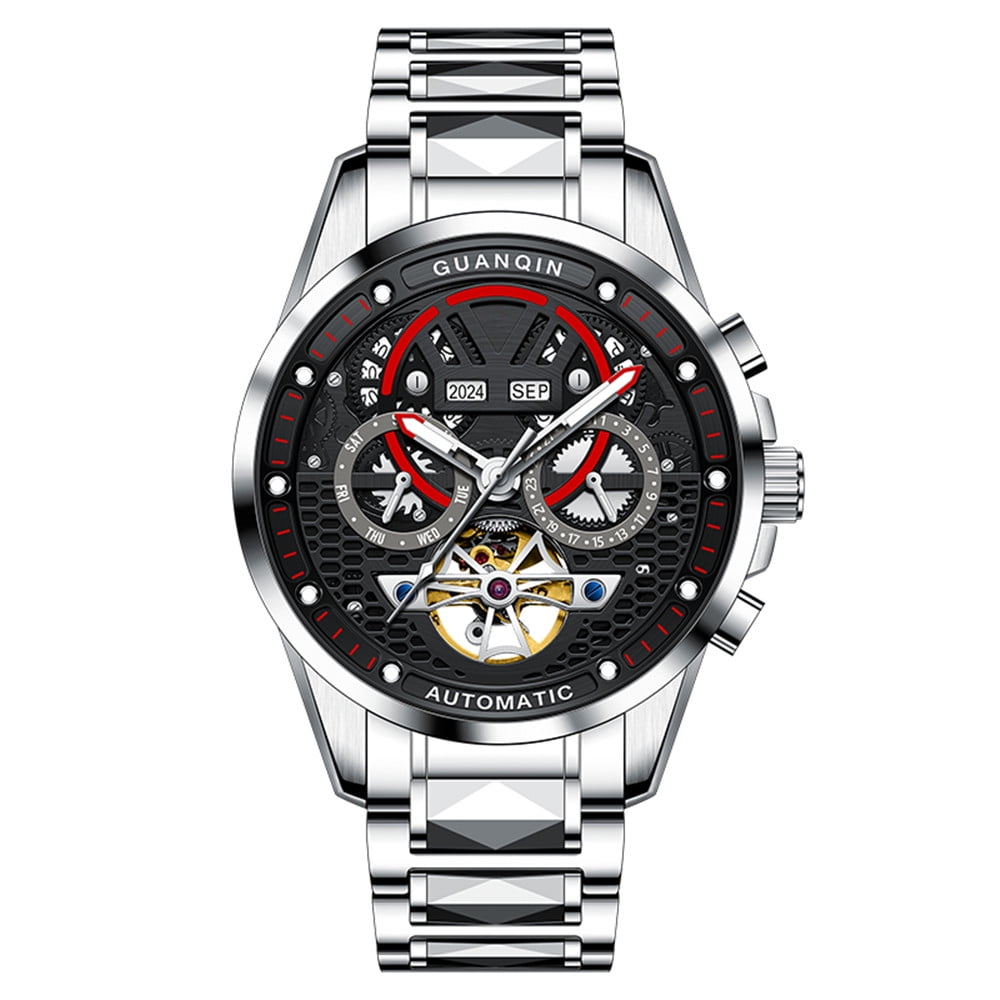 GUANQIN Skeleton Multifunctional Dial Automatic Self-Winding Mechanical ...