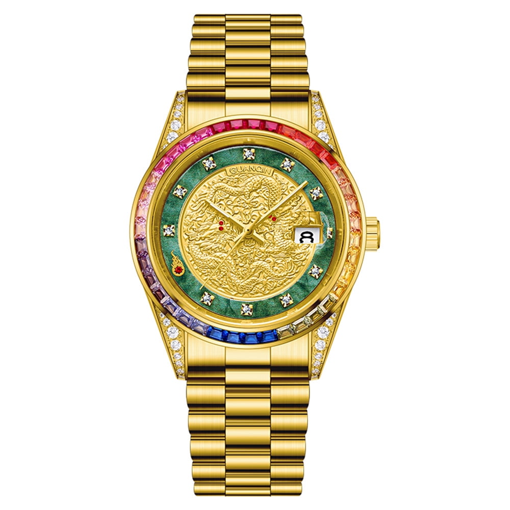 GUANQIN Vintage Diamond Chinese Loong Dial Japanese Automatic Self ...