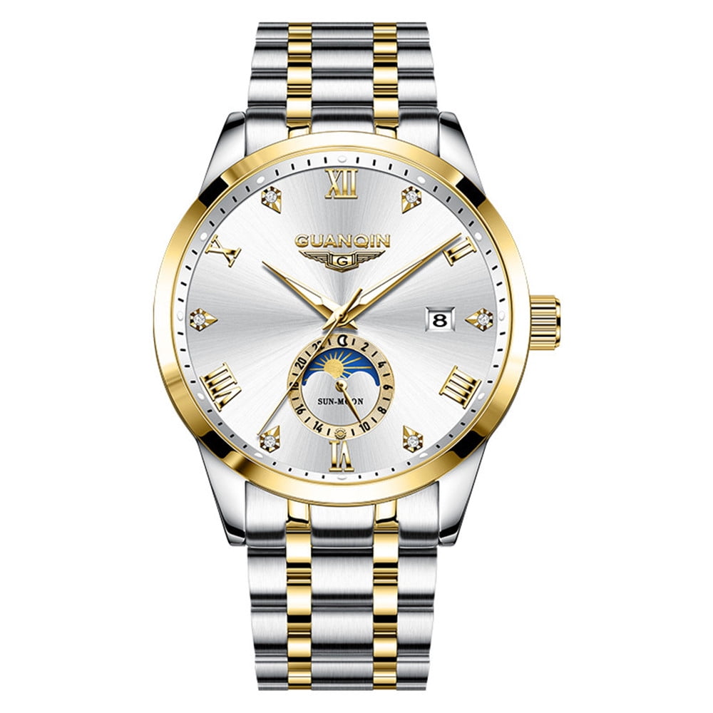 GUANQIN Vintage Diamond Dial Automatic Self-Winding Mechanical Men ...