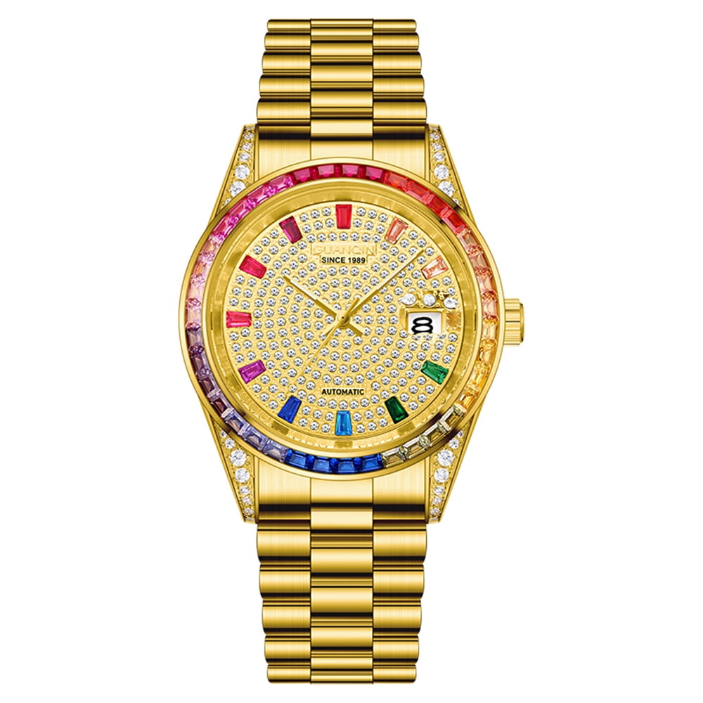 GUANQIN Vintage Diamond Dial Japanese Automatic Self-Winding Mechanical ...