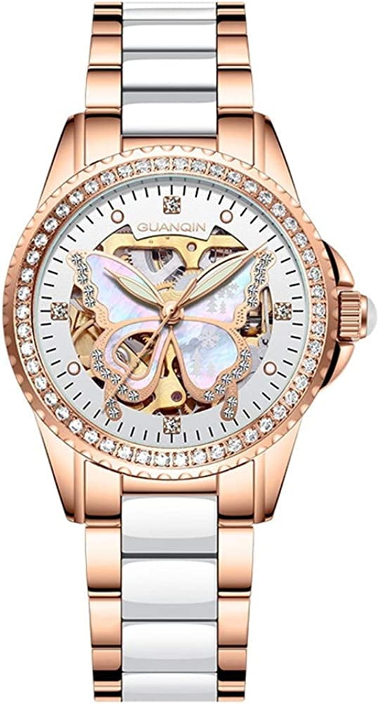 GUANQIN Women Automatic Self Winding Stainless Steel Case Ceramic or ...