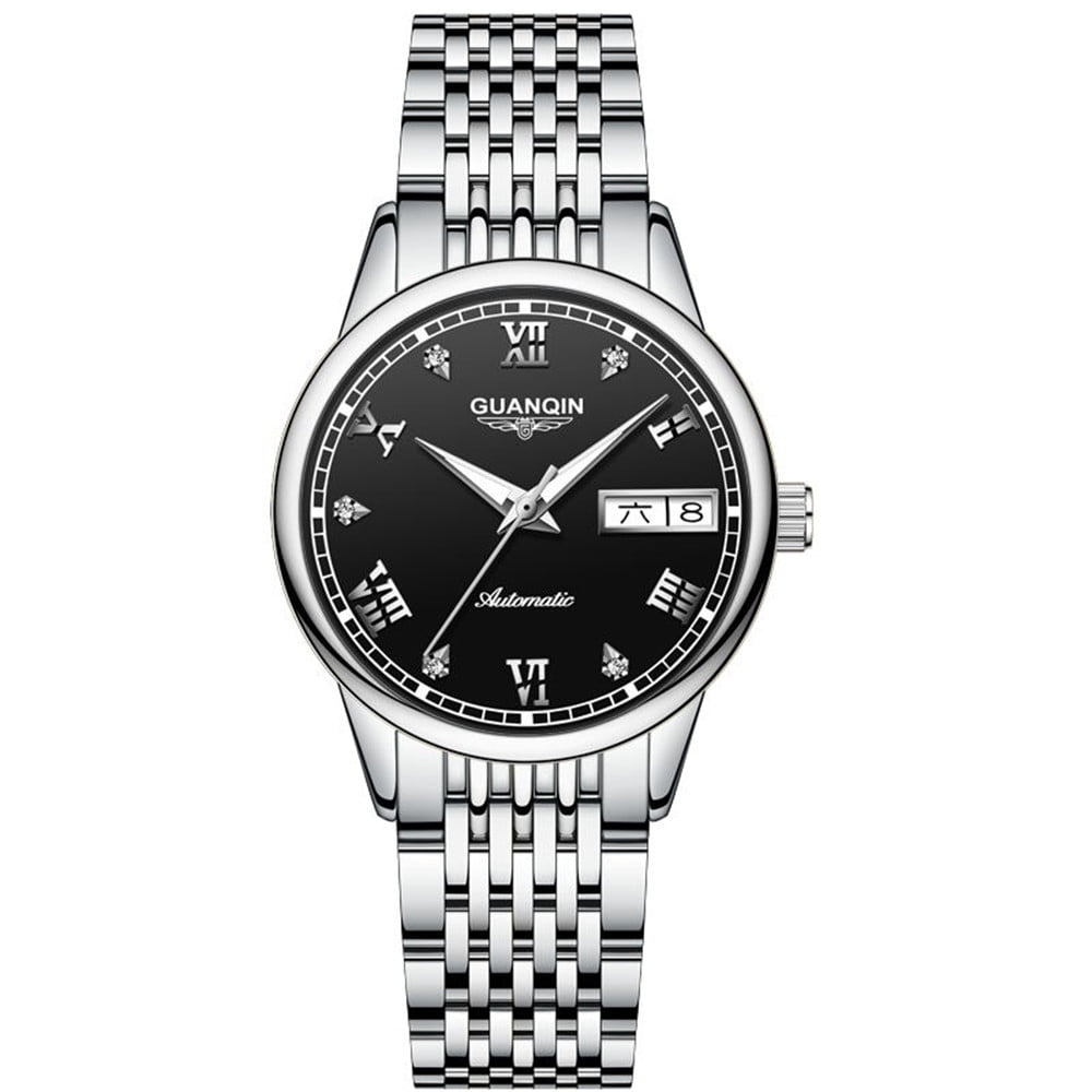 GUANQIN Women Men Couple Calendar Rhinestone Vintage Analog Automatic ...