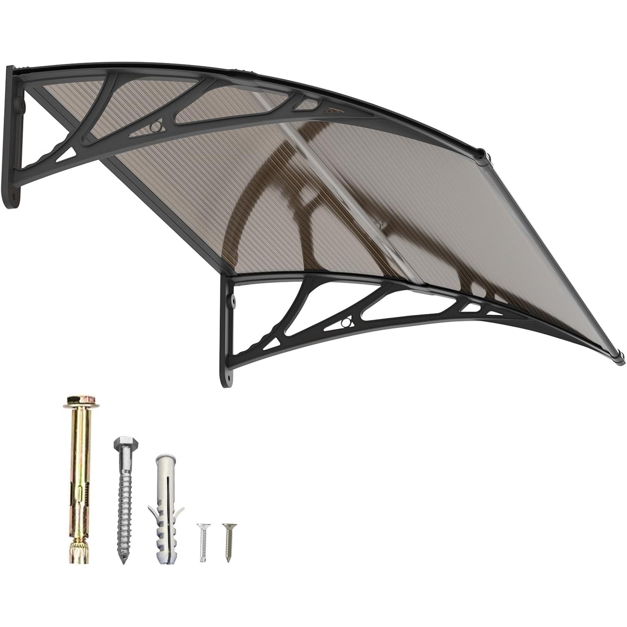 GUANSU-CN Polycarbonate Window Door Awning Canopy Brown with Black ...