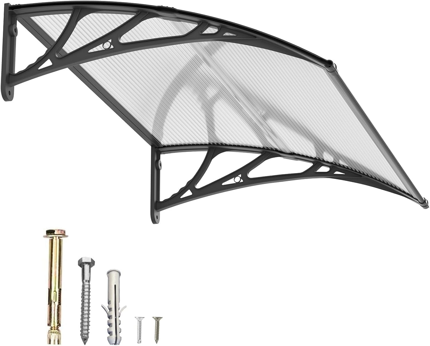 GUANSU-CN Polycarbonate Awning (ABS Frame) - Clear Panel with Black ...
