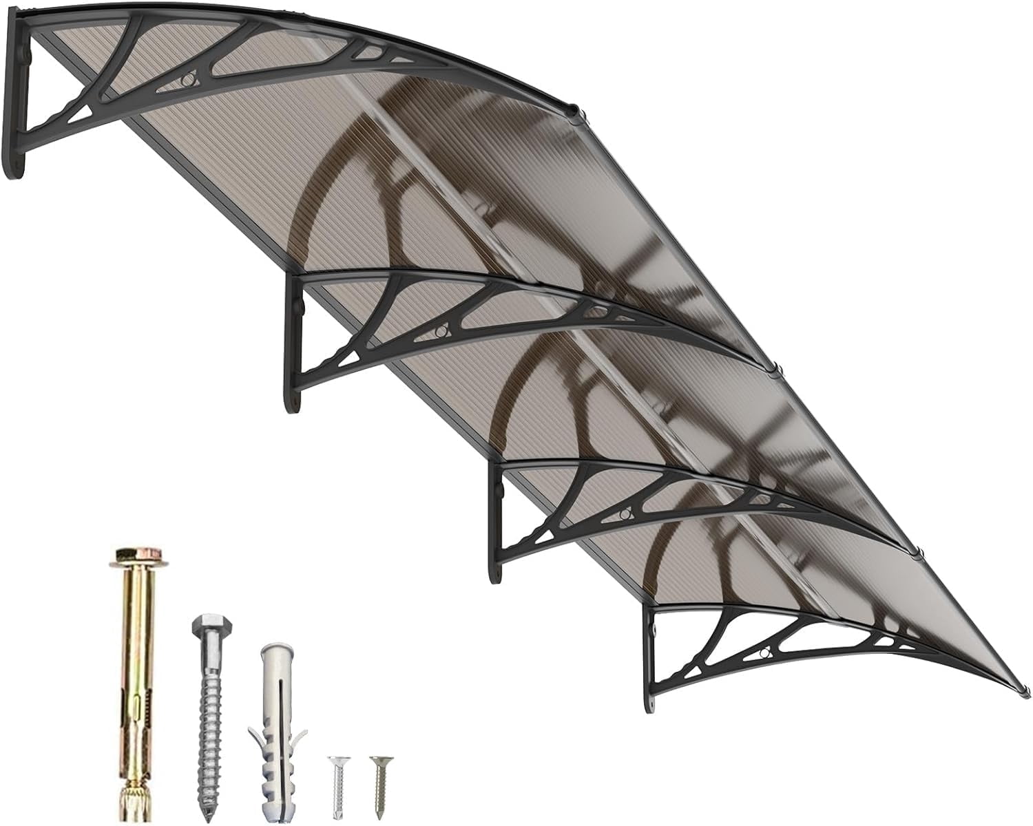 GUANSU-CN Polycarbonate Window Door Awning Canopy Clear with Gray ...