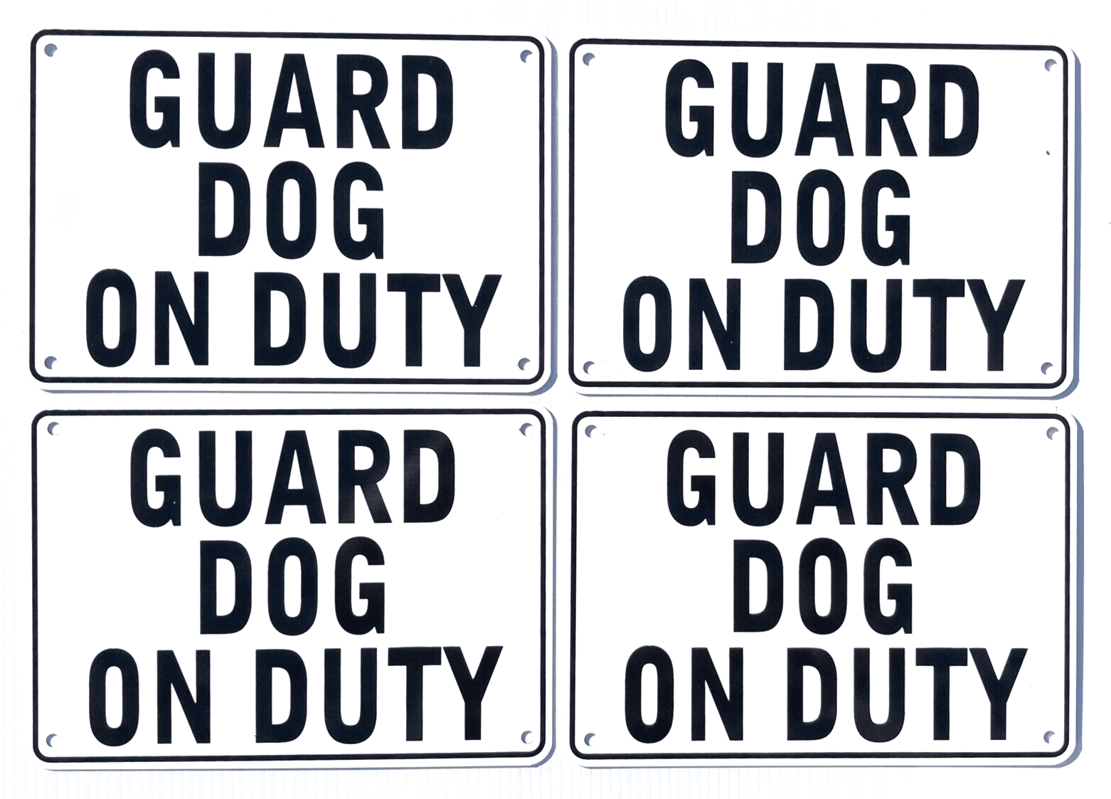 "GUARD DOG ON DUTY" 10" x 7" Warning Signs, 4 Sign Set, Heavyweight ...