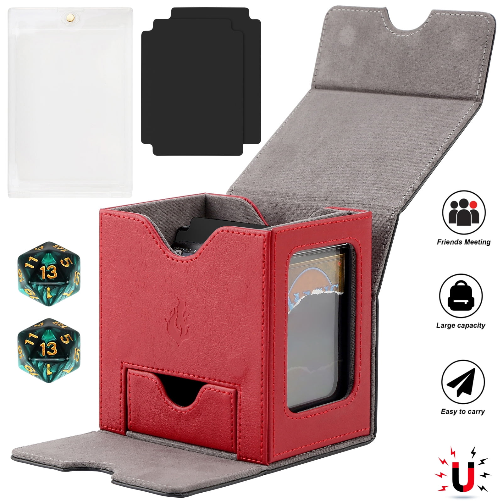 Commander Deck Box, Holds 120 Double Deck Sets, PU Leather Deck ...