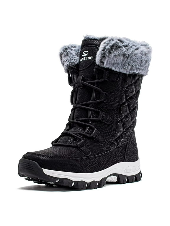 DREAM PAIRS Women's Winter Waterproof Warm Faux Fur Mid Calf Snow Boots Outdoor Hiking Boots ...