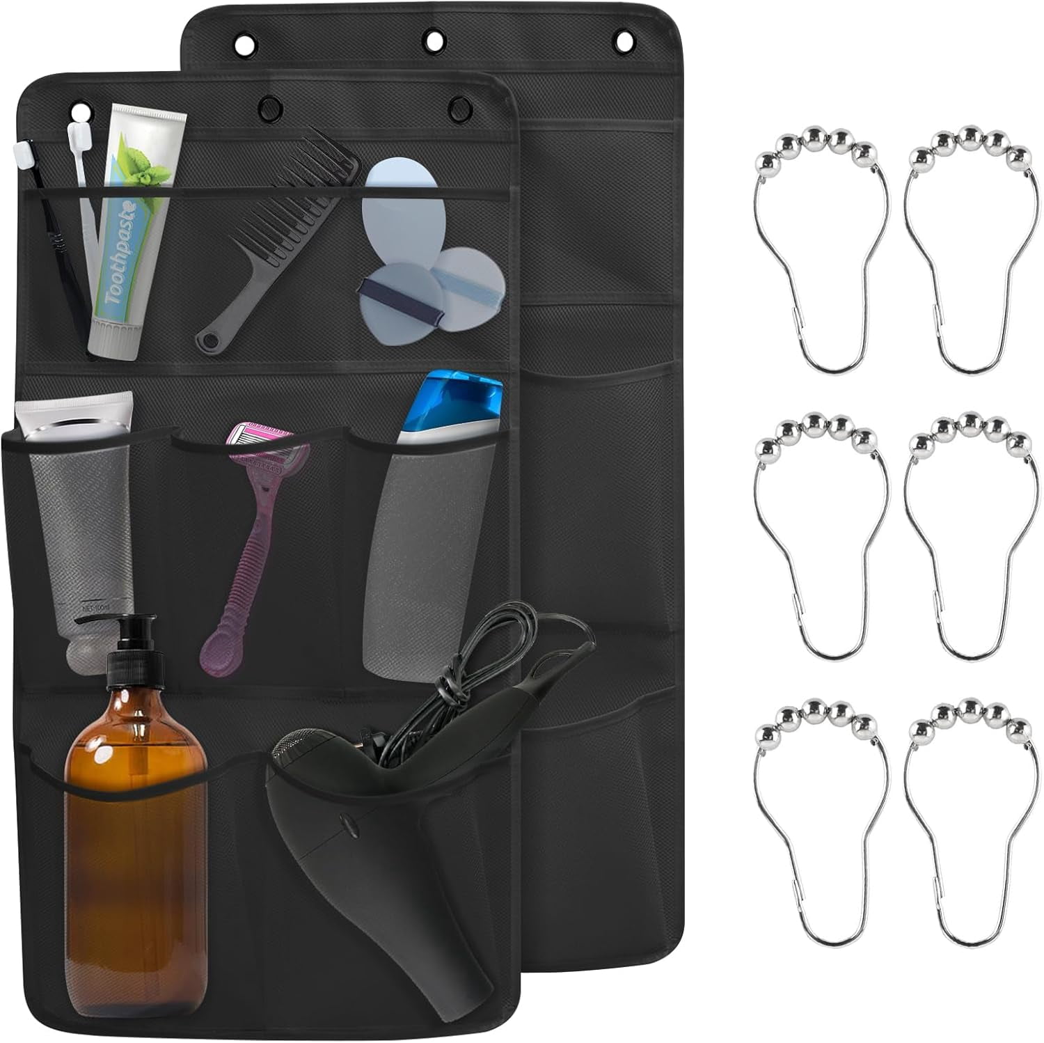 GUCADS-2 Pack Mesh Shower Caddy Hanging 8 Pockets Hanging Shower ...