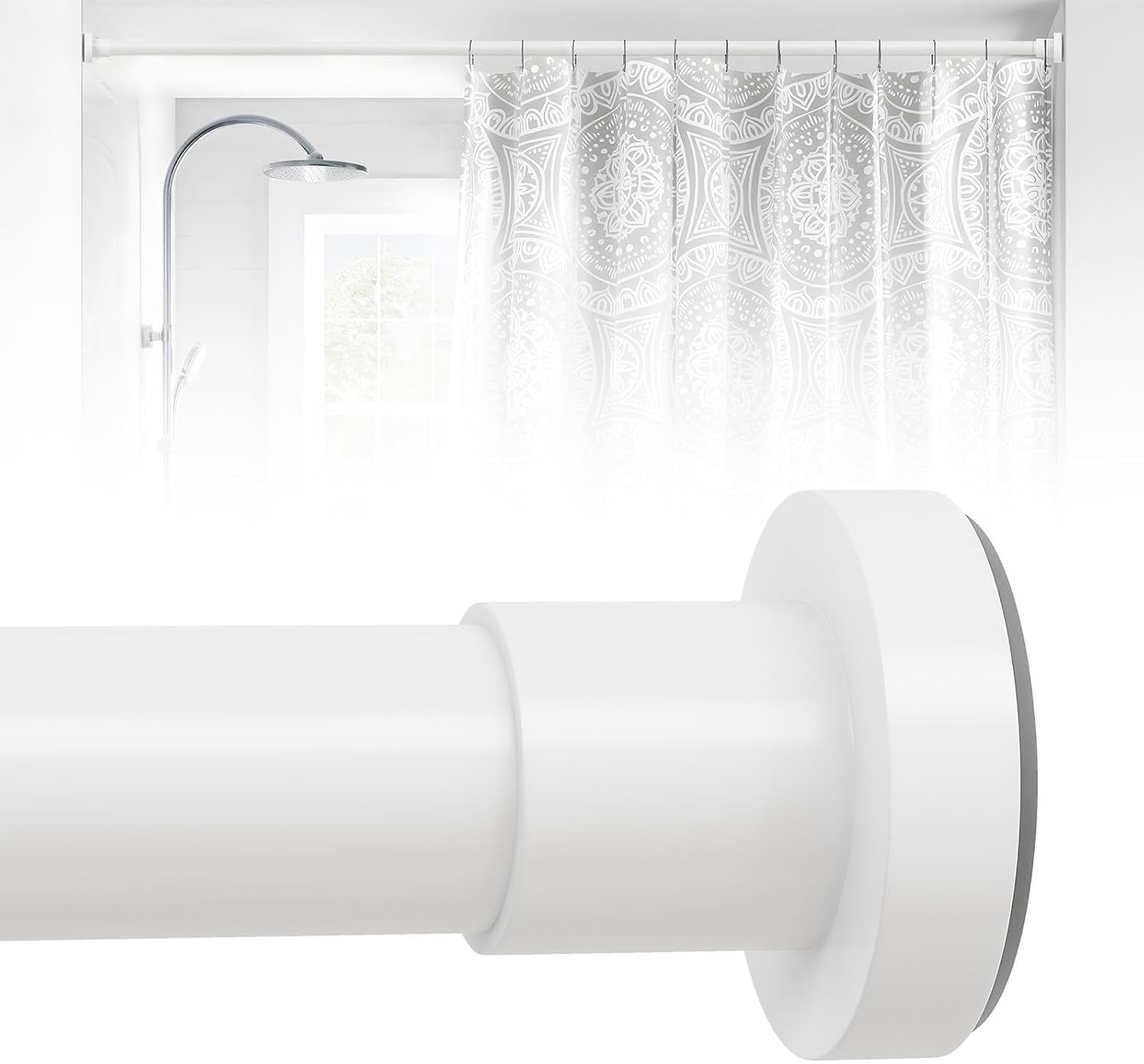 GUCADS-Shower Curtain Rod Spring Tension:White Shower Rods for Bathroom ...
