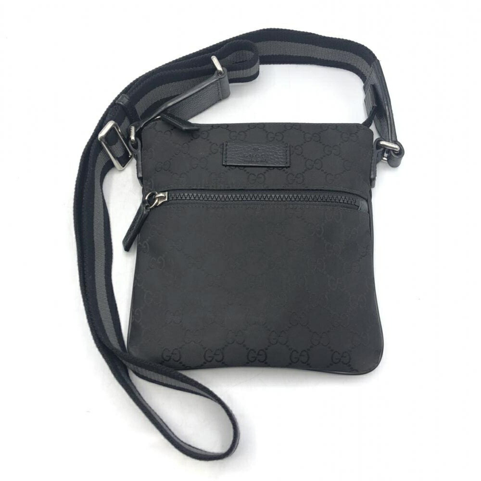 Pre-Owned GUCCI GG nylon shoulder bag 449183 Black Outlet stamp ...