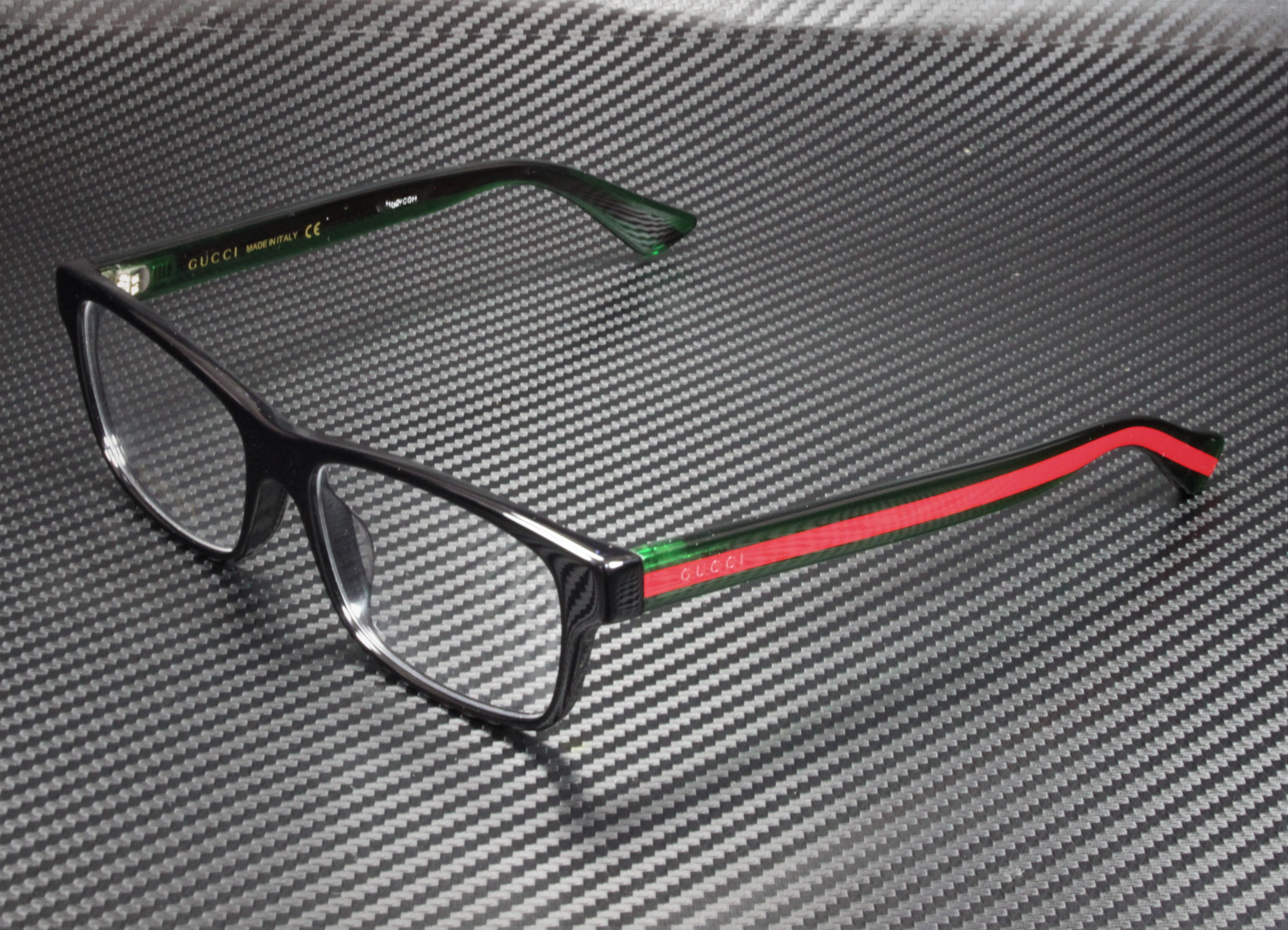 Gucci Eyeglasses GG 0006 OA- 002 002, Black/Green Optical Eyewear Frame ...