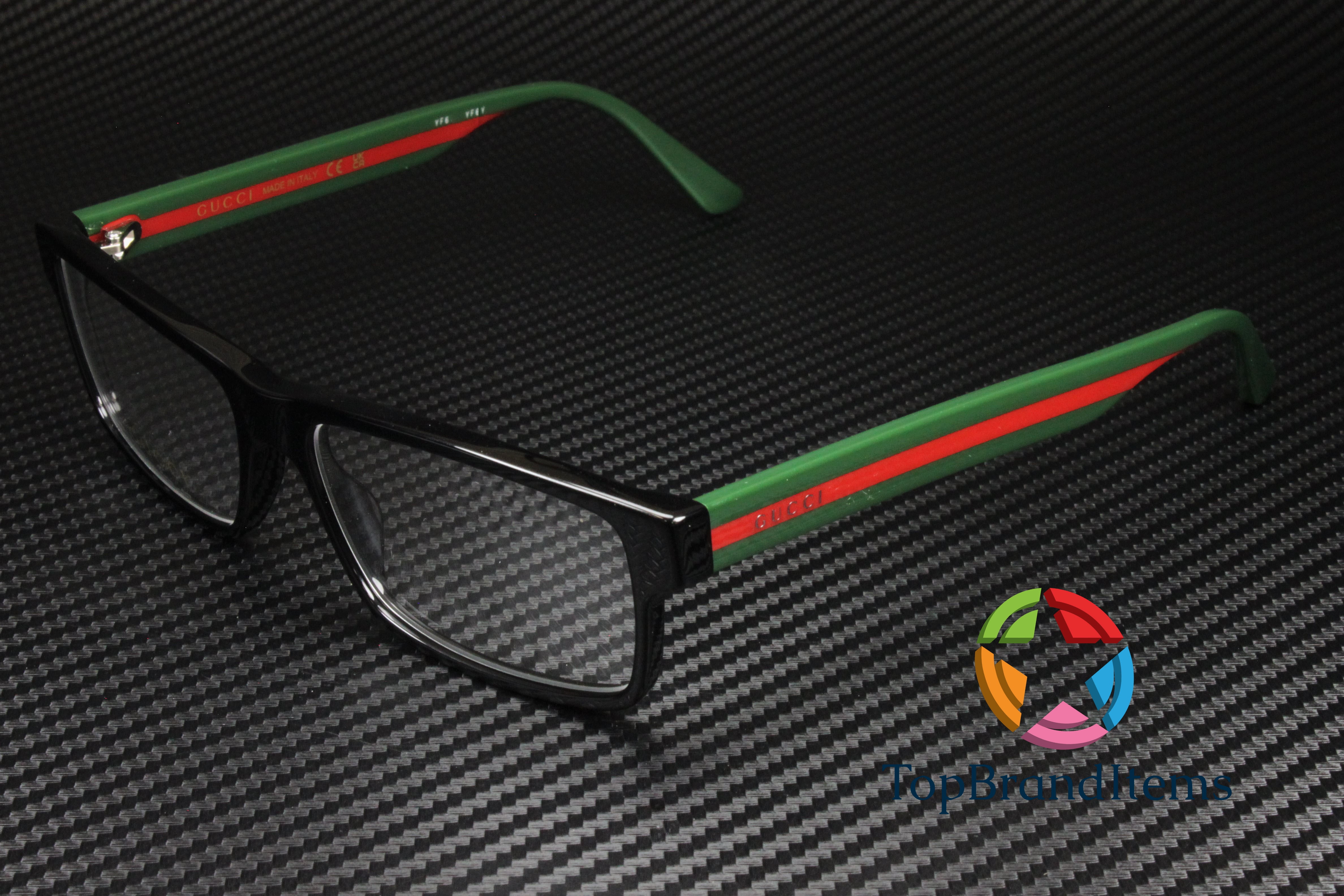 GUCCI GG0752O 001 Rectangular Black Green Red Demo Lens 56 mm Men's ...