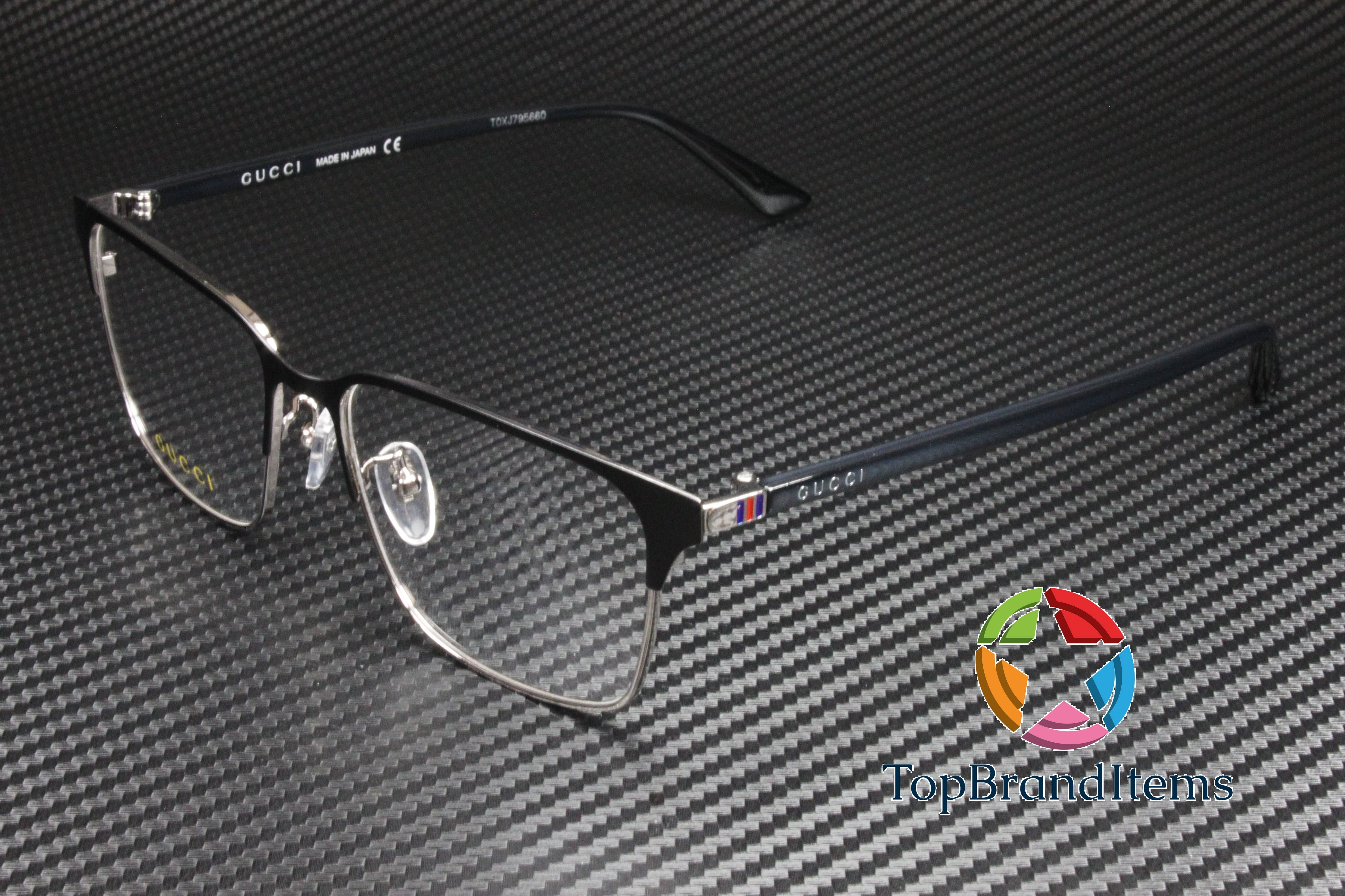 GUCCI GG0756OA 003 Rectangular Ruthenium Shiny Demo Lens 56 mm Men's ...