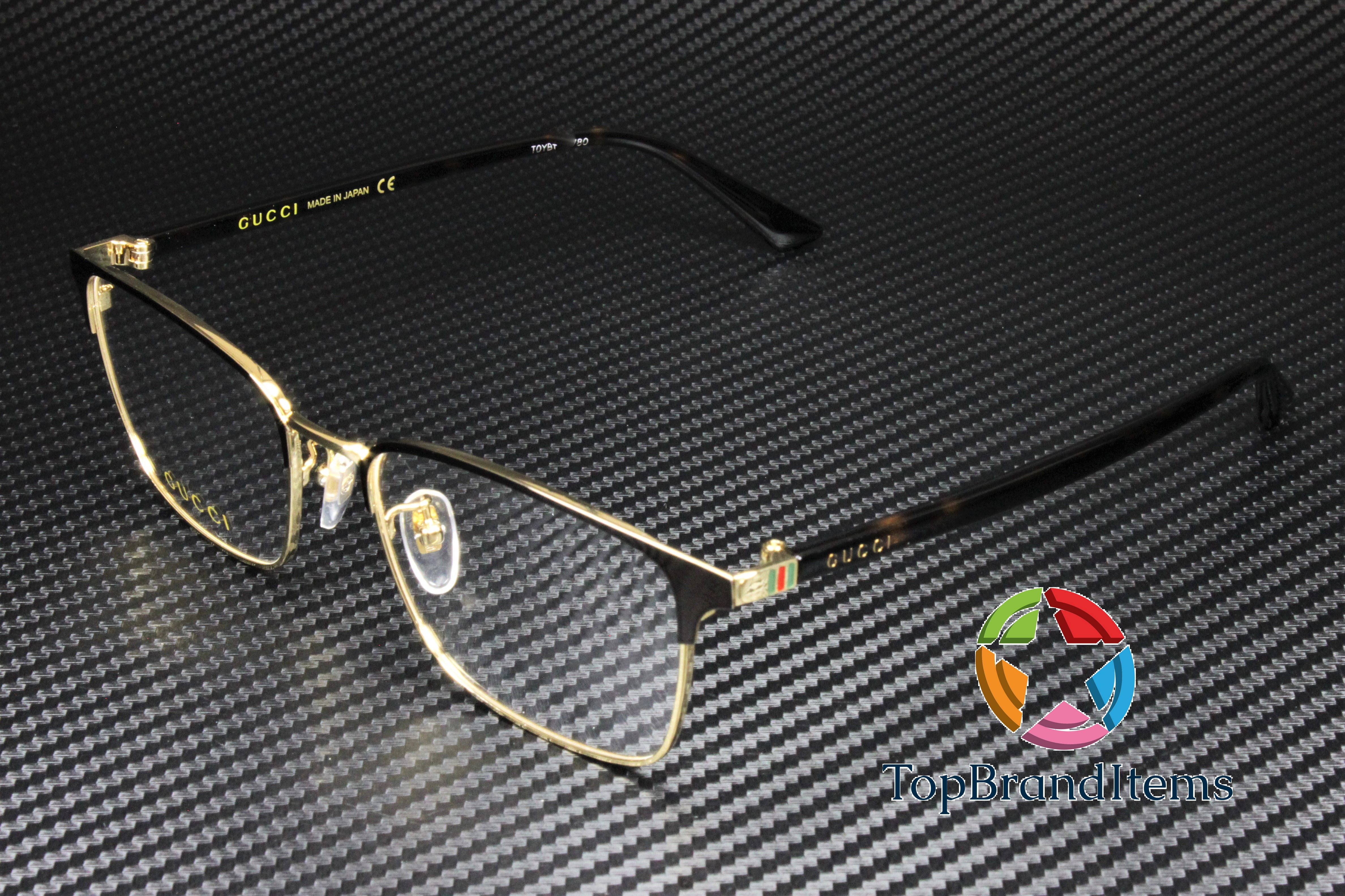 GUCCI GG1124OA 002 Rectangular Squared Brown Shiny Demo Lens 55 Men's ...