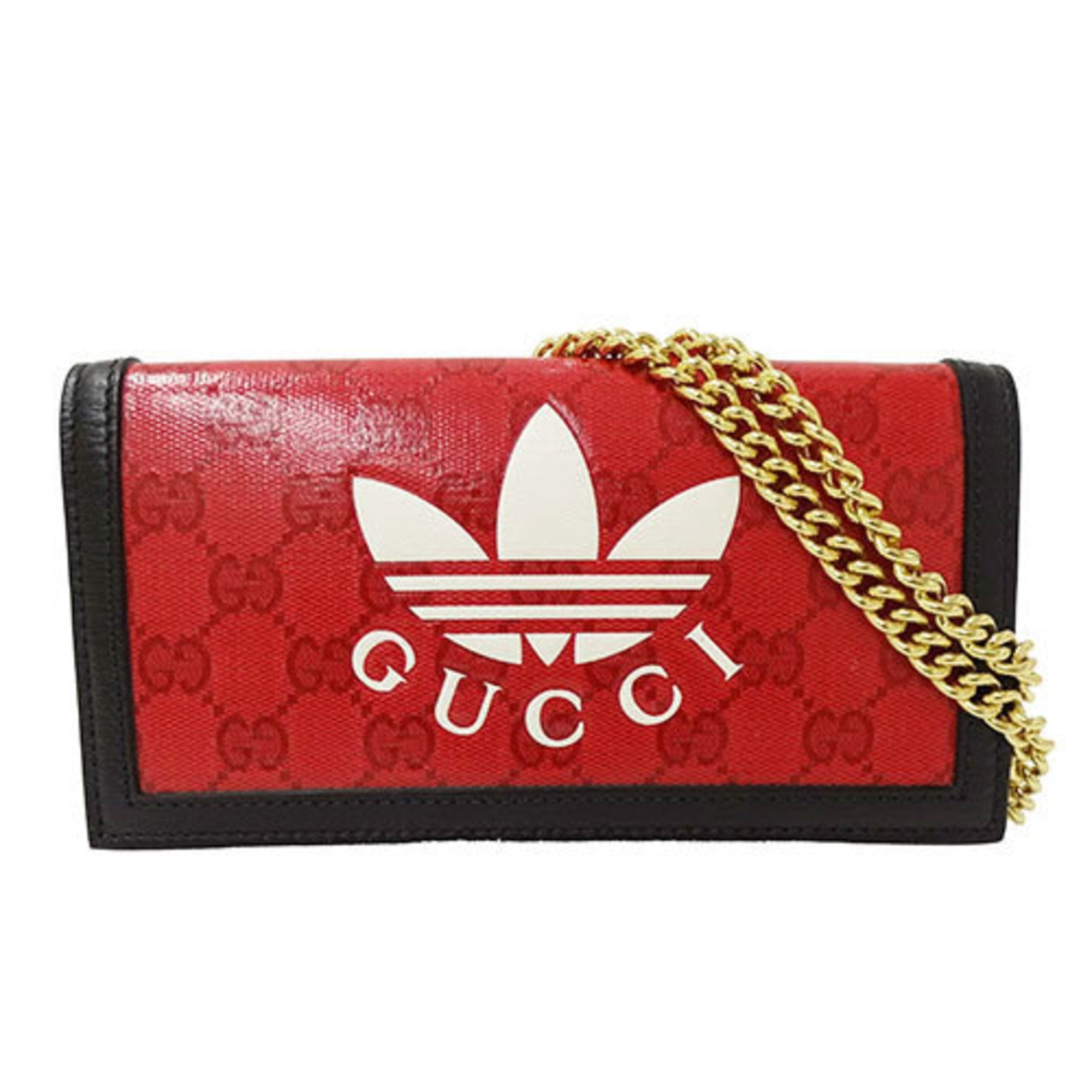 Pre-Owned GUCCI Women's Shoulder Wallet GG Crystal x adidas Red 621892 ...