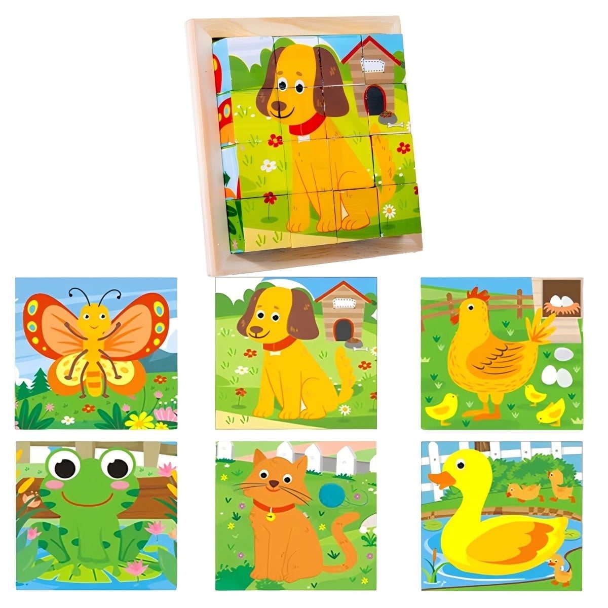GUCXKOS Wooden Puzzles for Kids 3+,6 Puzzle Scenes Combined with a Tray ...