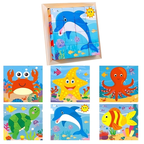 GZHLWRCV Wooden Puzzles for Kids 3+,6 Puzzle Scenes Combined with a ...