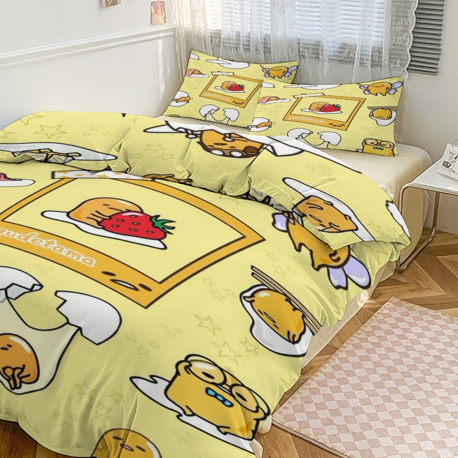 GUDETAMA Bedding Set Anime Three-piece for Boys Girls Teens Queen ...