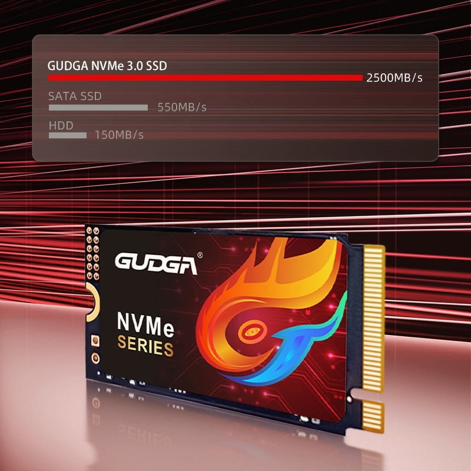 GUDGA 256GB NVME SSD With DRAM PCIe3.0 M2 2280 2242 For Laptop Desktop ...