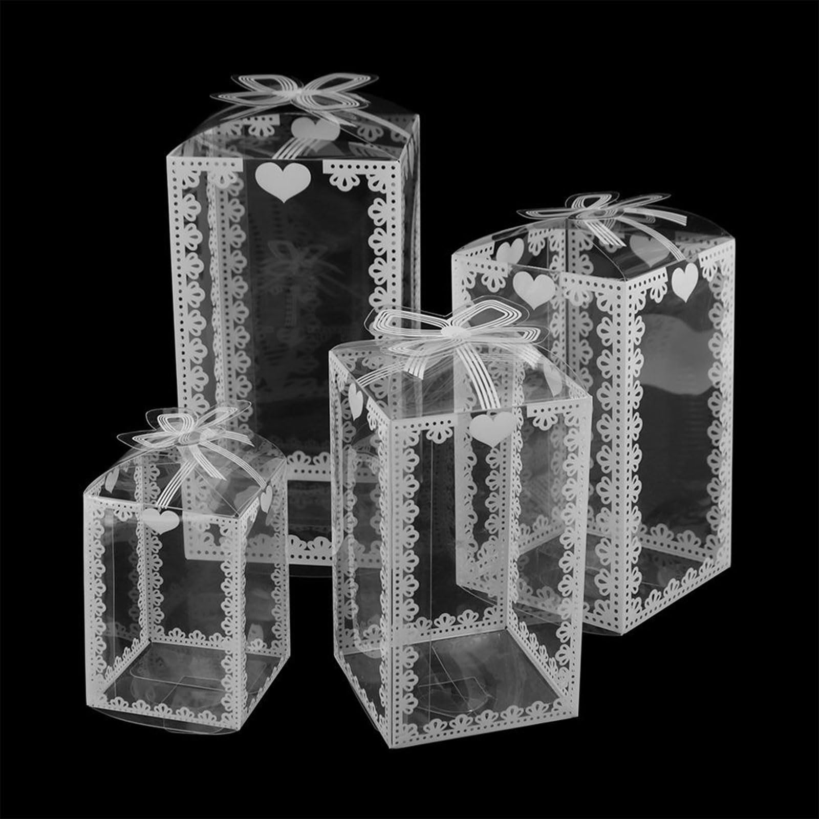 GUEDKIKL 4 Sets Clear Gift Boxes, Transparent Plastic Candy Box with ...