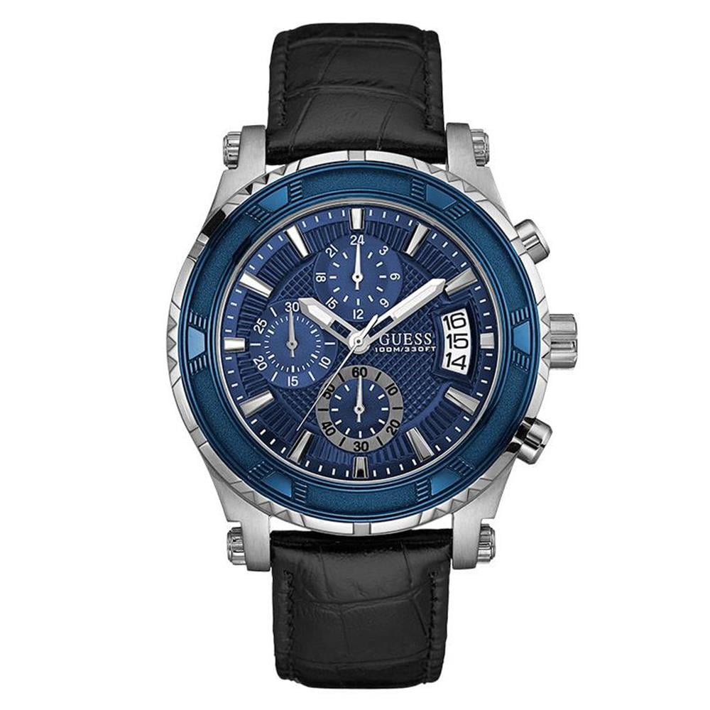 GUESS Leather Chronograph Mens Watch U0673G4 - Walmart.com
