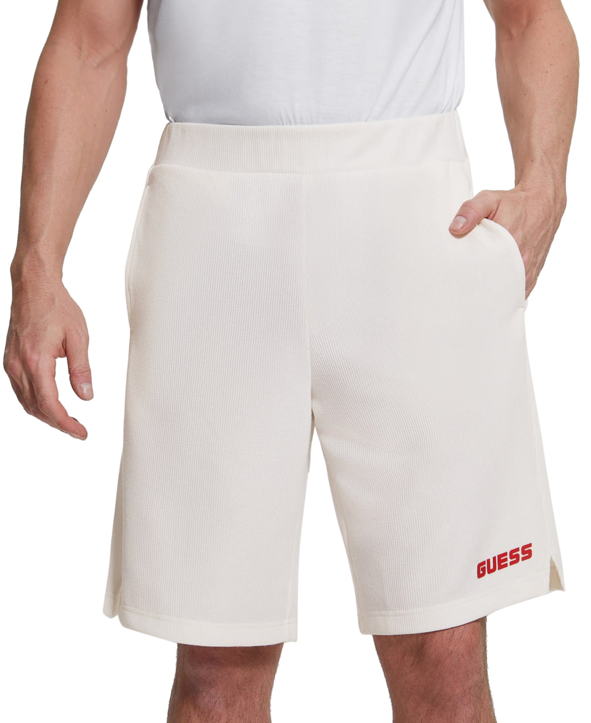 GUESS Men's Korbin Waffle-Knit Logo Shorts Salt White XL - Walmart.com