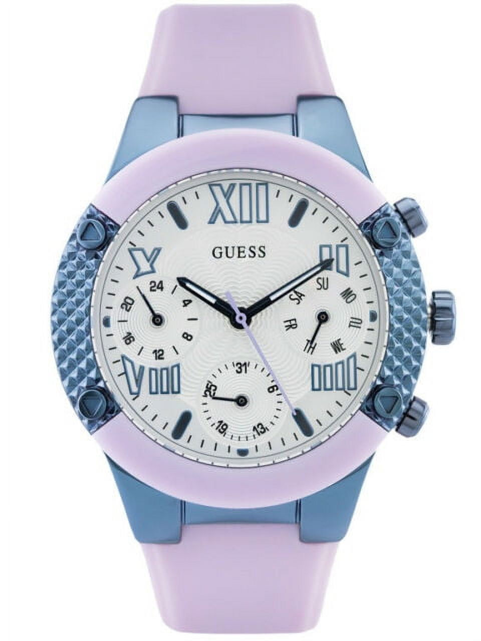 GUESS U0958L2 Women's Stainless Steel Quartz Watch with Silicone Strap ...
