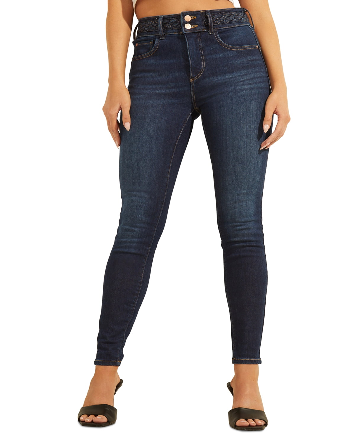 GUESS Women's Braided Waist Skinny Jeans Black Size 24 - Walmart.com