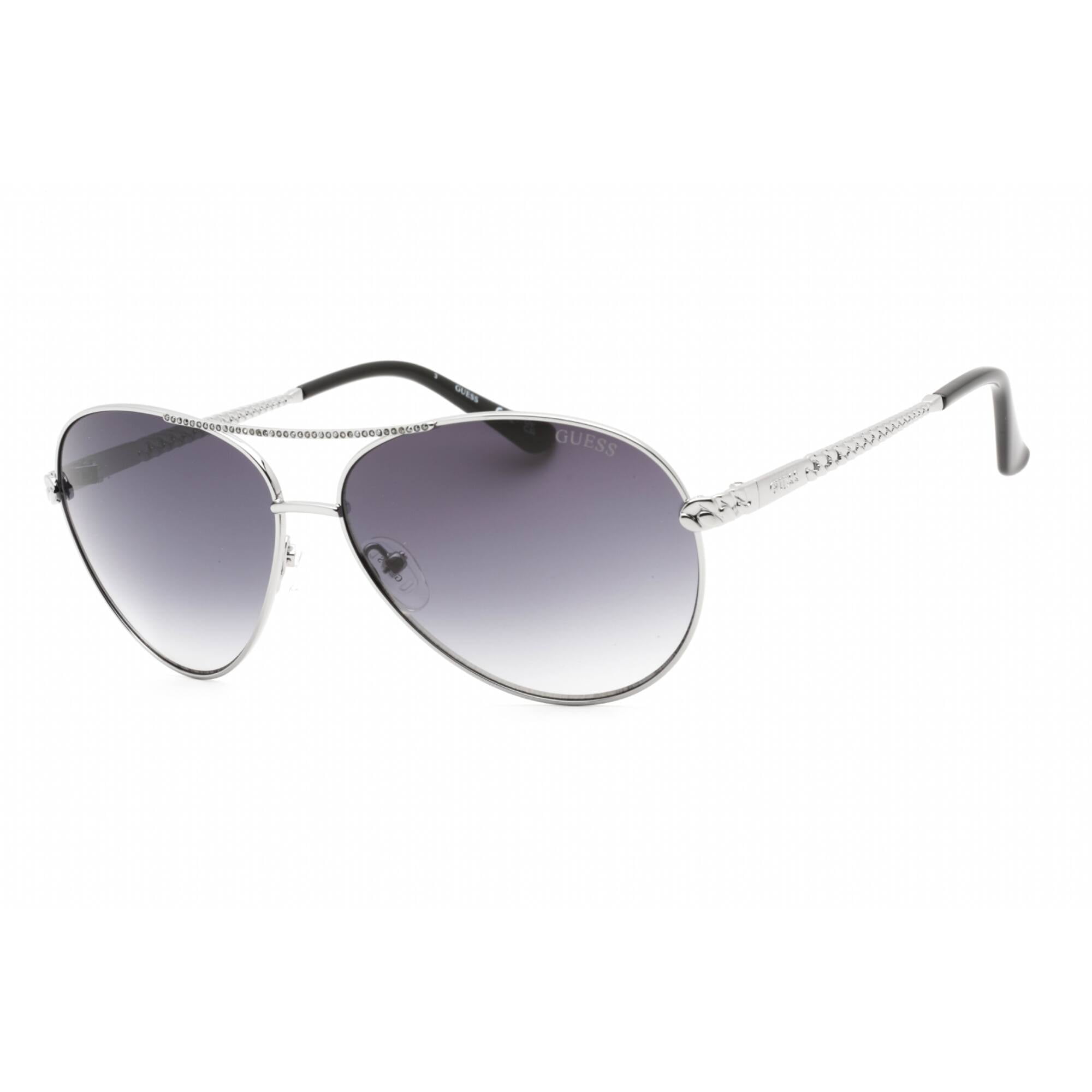 GUESS Women's Classic Aviator Sunglasses, Shiny Gunmetal, 60/13/135 ...
