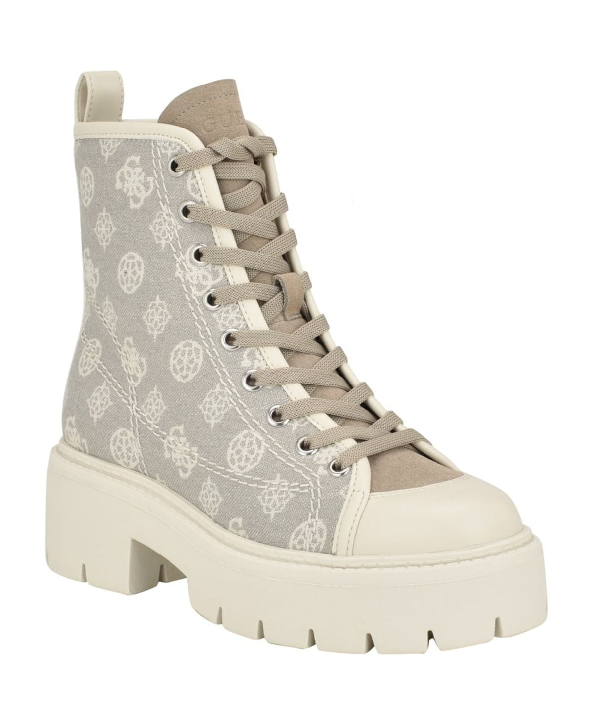 GUESS Women's Shutter Combat Boot, Ivory Logo Multi, 8 - Walmart.com