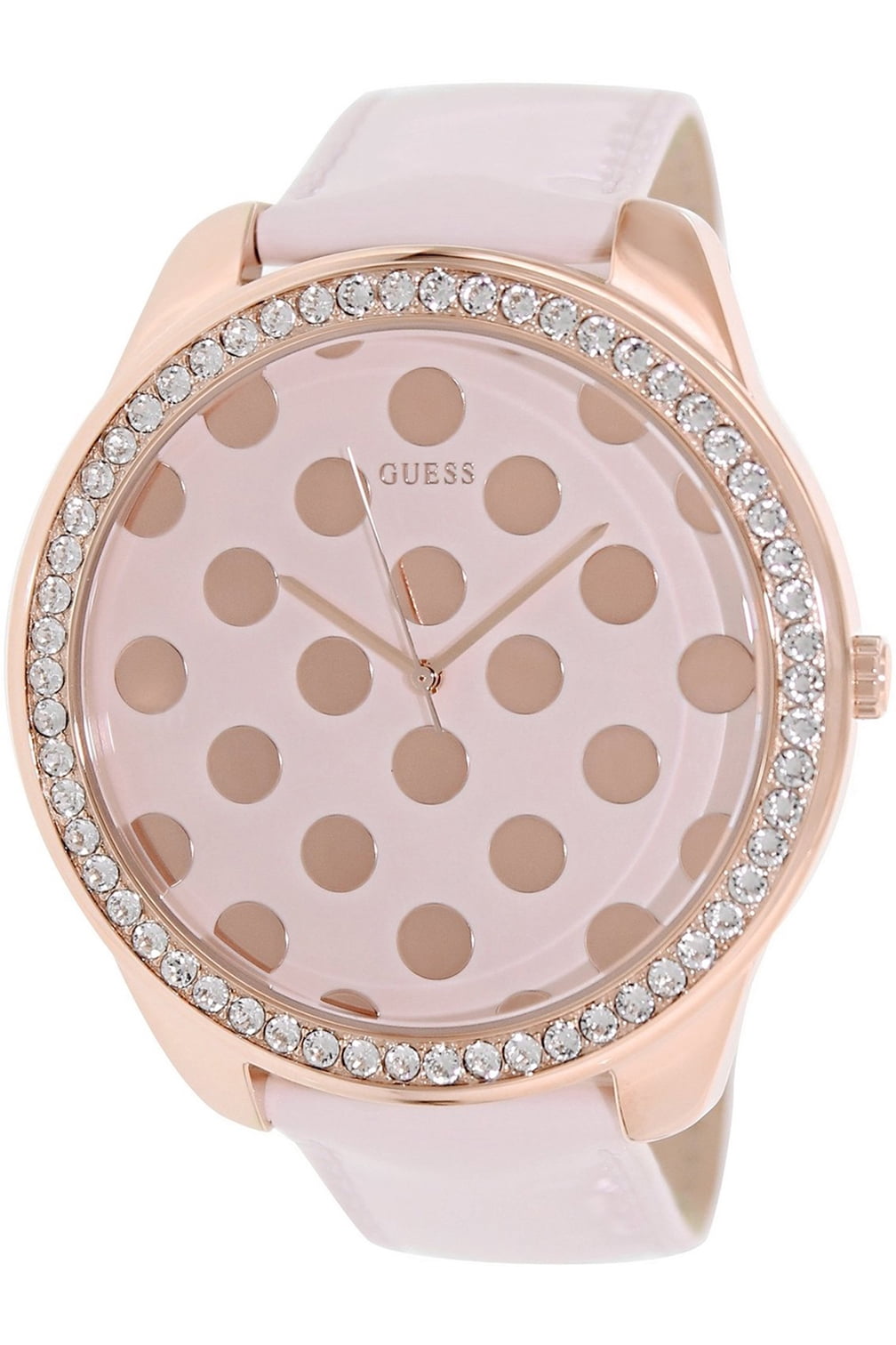 GUESS Women's U0258L3,Very Large Dial,Pink Patent Leather Strap Watch ...