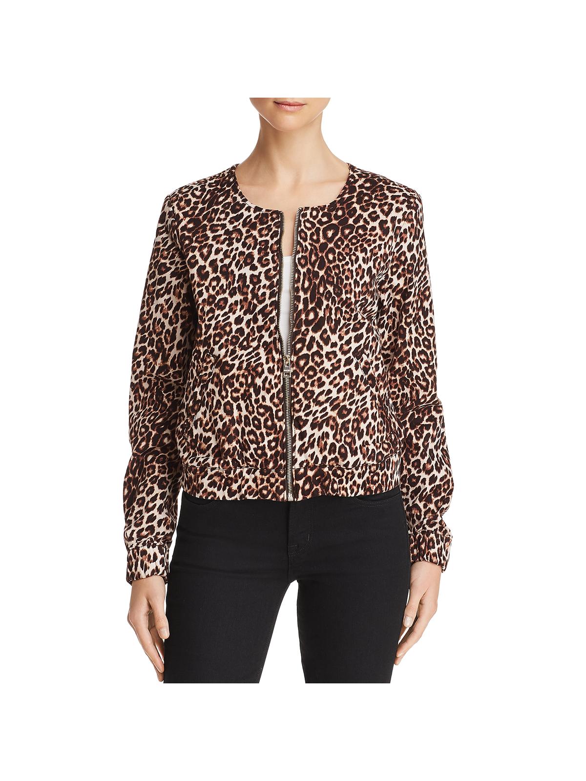 GUESS Womens Collarless Bomber Jacket, Brown, X-Small - Walmart.com