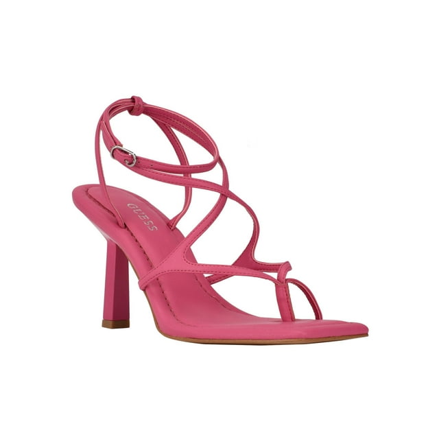 GUESS Womens Pink Strappy Leeba Square Toe Stiletto Buckle Dress Heeled ...