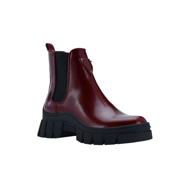 GUESS Womens Red Pull Tab Padded Goring Lug Sole Hestia Round Toe Block ...