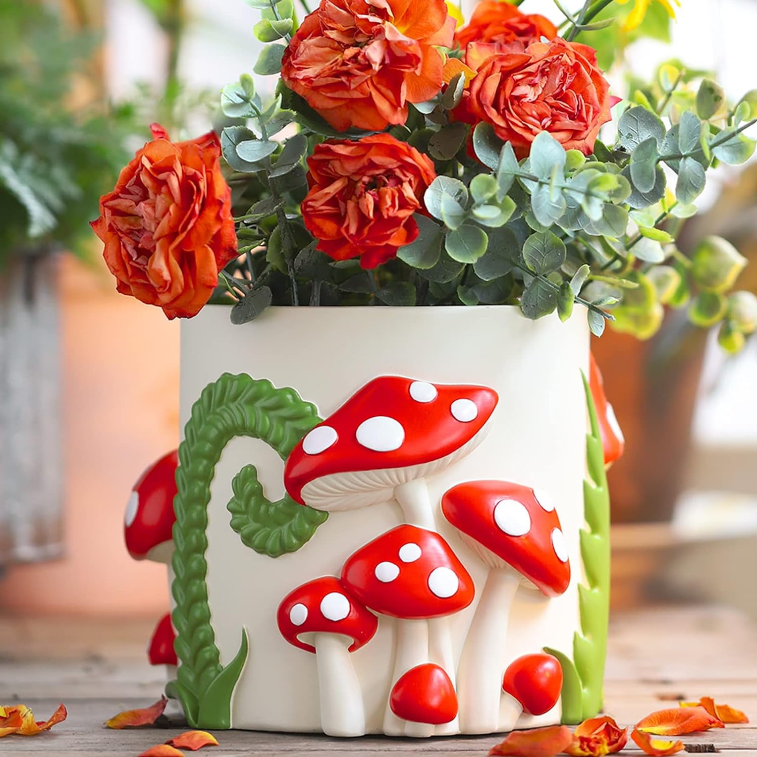 GUGUGO 8 Inch Pastel Mushrooms Planters, Cute Unique Rainbow Planter ...