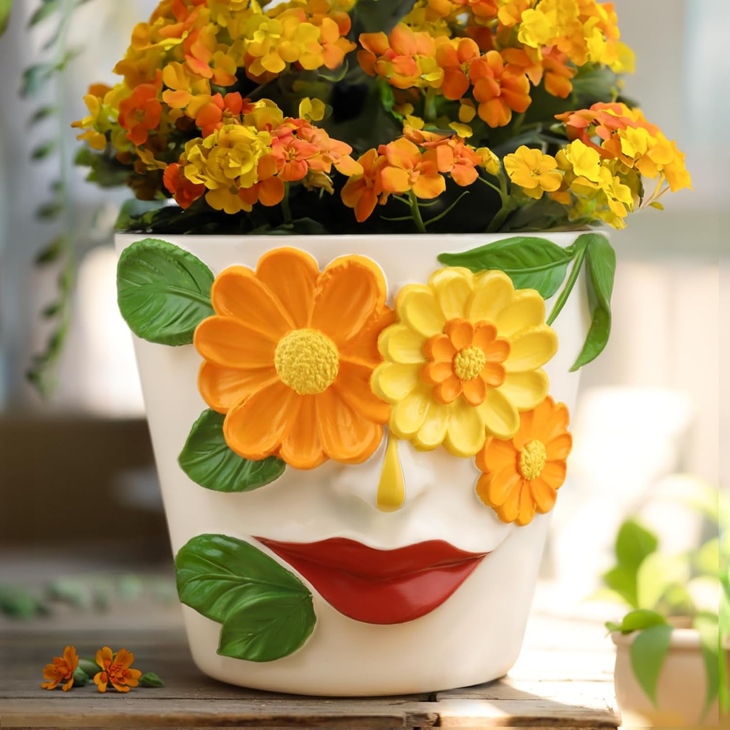 GUGUGO Abstract Face Flower Planters Colorful Unique Rainbow Head ...