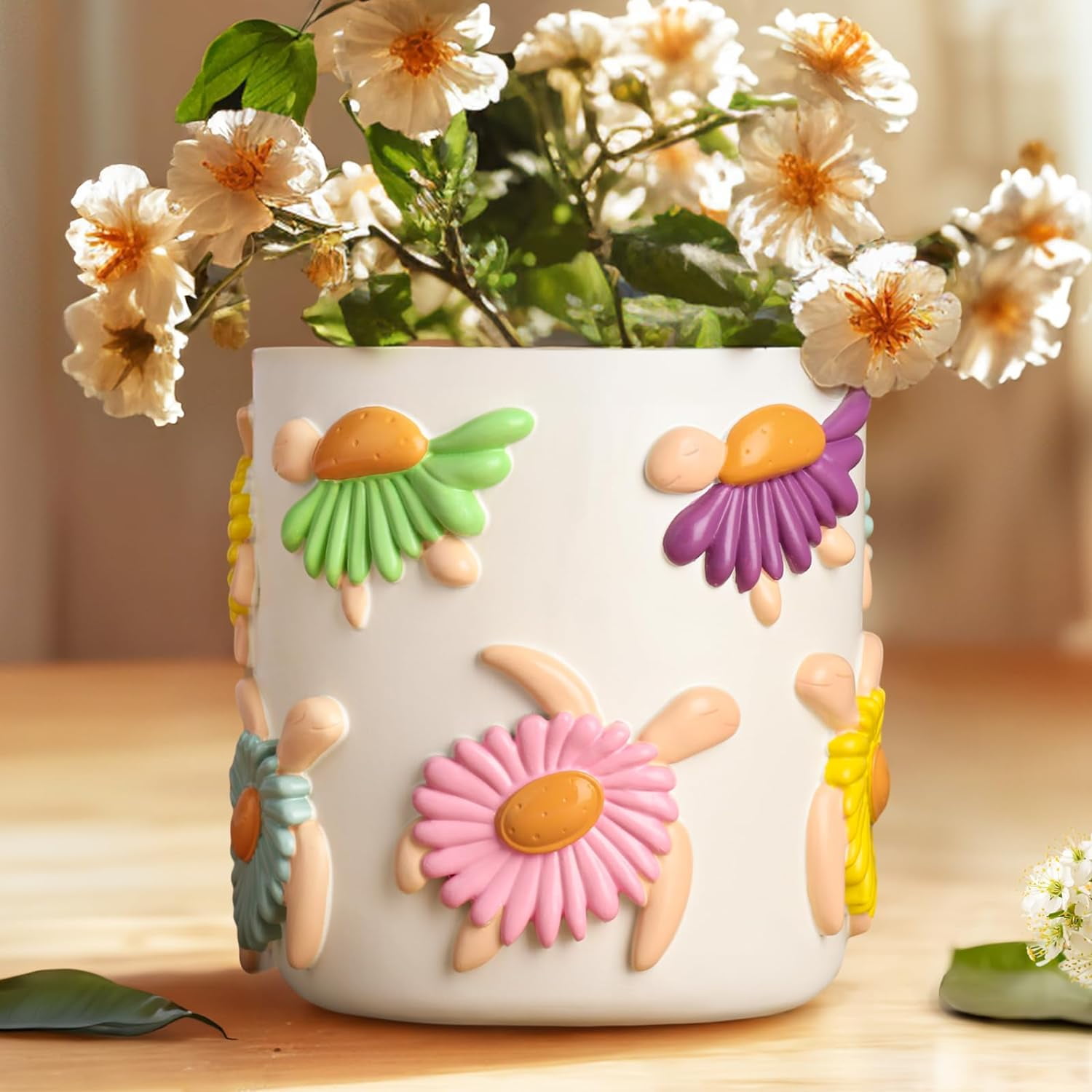GUGUGO Colorful Pastel Daisy Turtle Plant Pots, Cute Unique Succulent ...