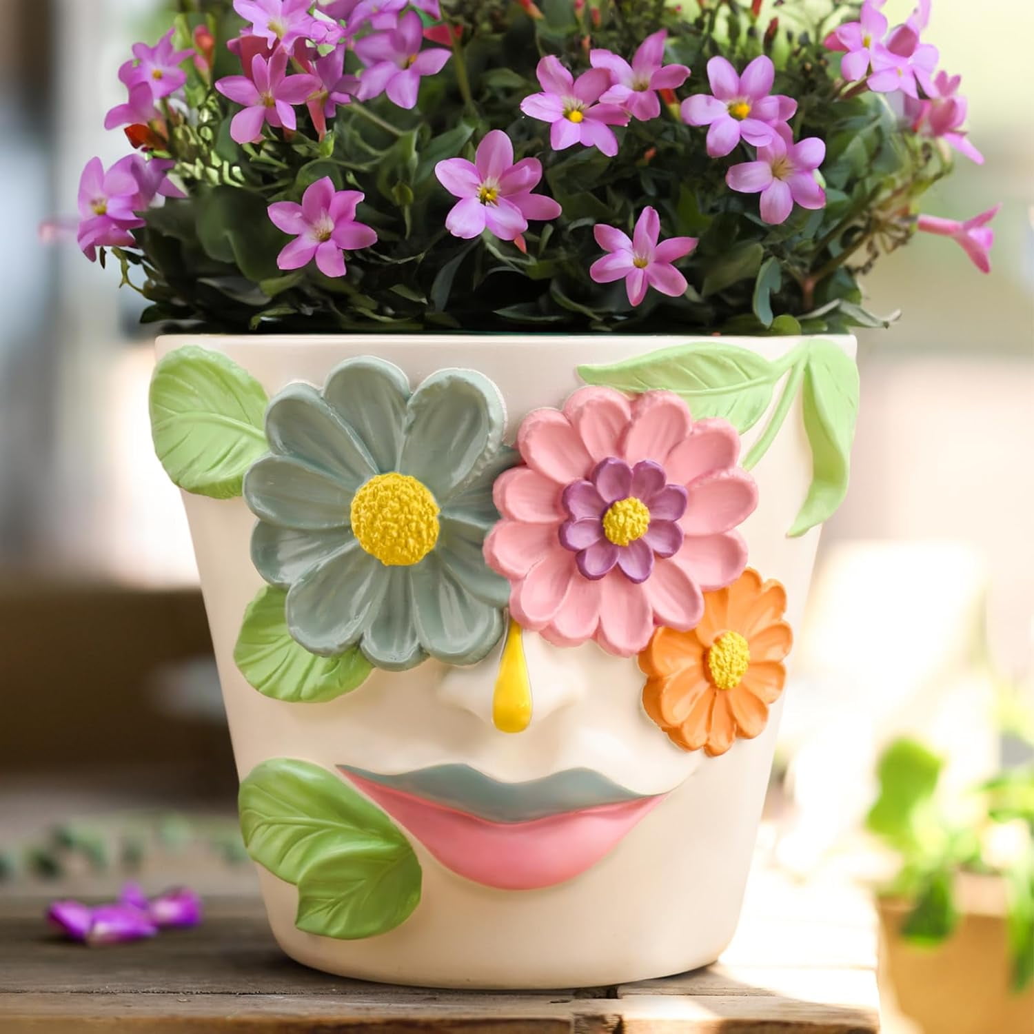 GUGUGO Unique Face Flower Plant Pots, Colorful Cute Succulent Planters ...